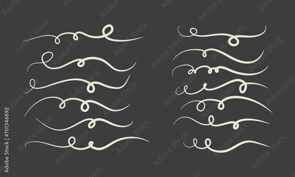 Swashes swoops and swishes calligraphy signs. Underlines hand drawn ...