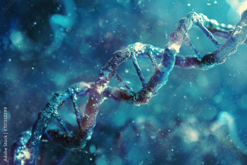 DNA strand spiral molecule, abstract microscopic scientific background ...