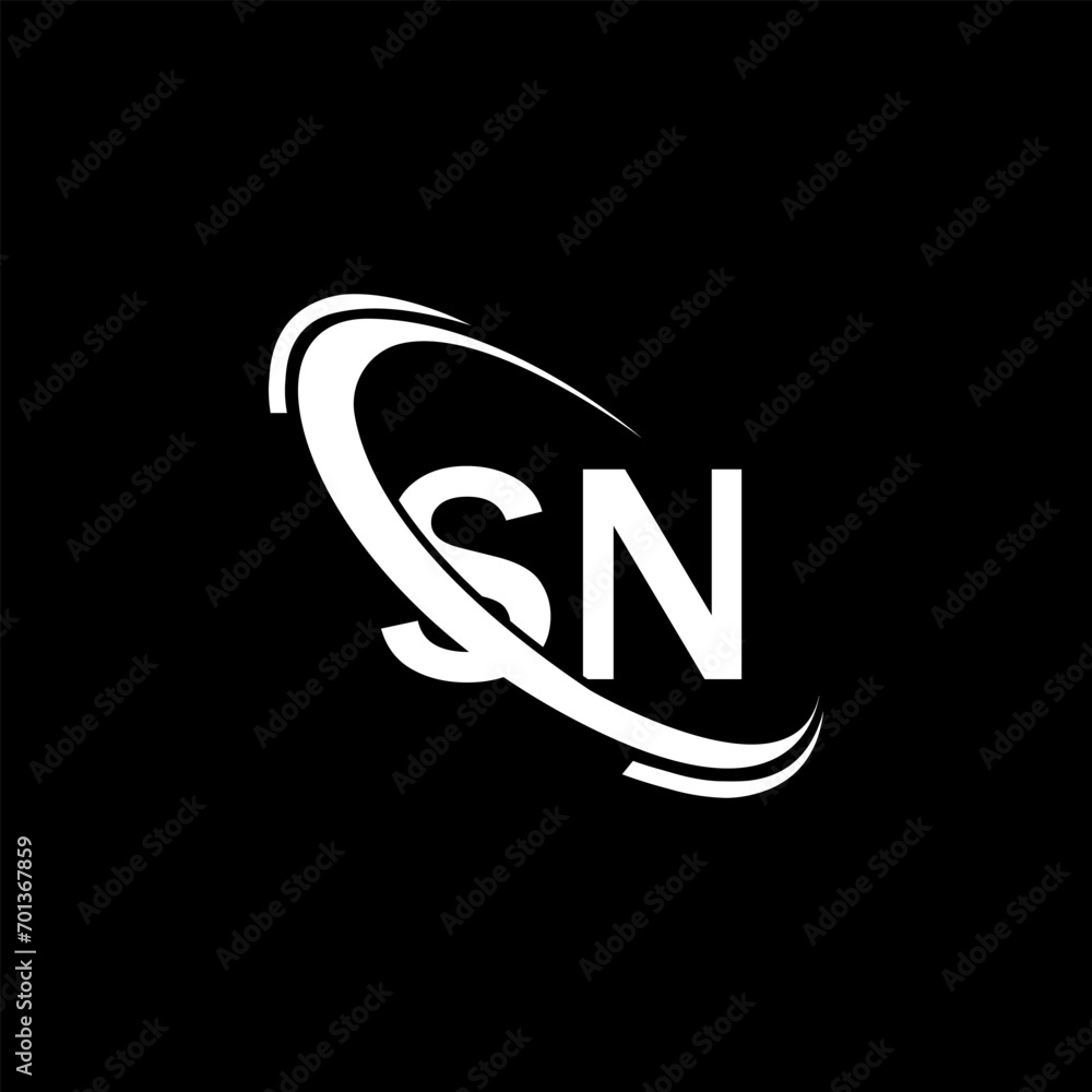 SN logo. SN design. White SN letter Logo. SN letter logo design ...
