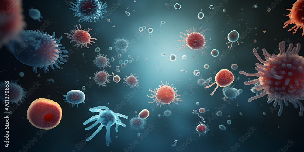 Many Germs From A Virus Are Shown Close Together Background, Monsters ...