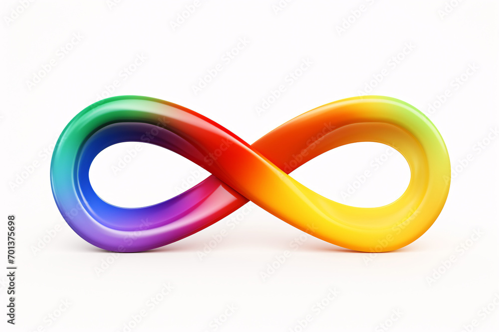Rainbow-colored infinity sign, the symbol for neurodiversity, autism ...