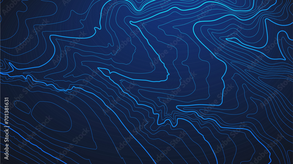 Topographic map blue technology background. Big data elevation map with ...
