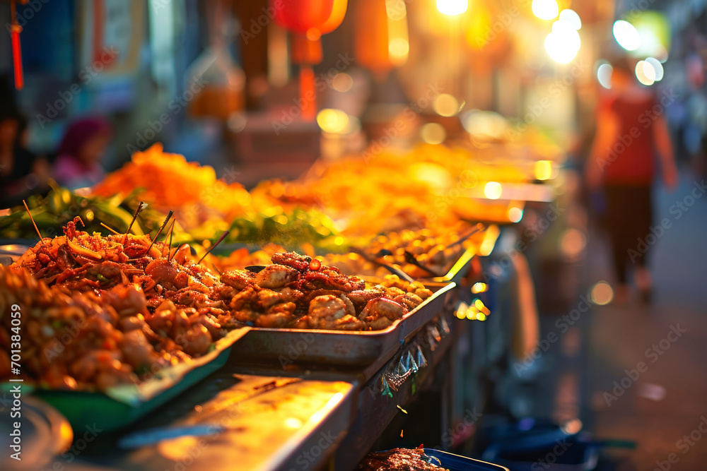Authentic street food experience, an image capturing the vibrancy and ...