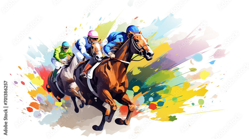 Three racing horses competing with each other. Hippodrome. Racetrack ...