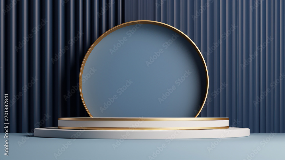 Minimalist Blue Cylinder Podium with Gold Border for Elegant ...