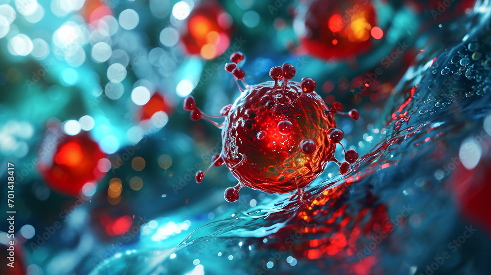 Immune cell, nucleus animation style, biology. Natural colors and ...