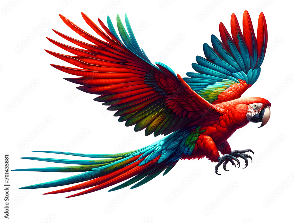 Perroquet ara rouge en plein vol - PNG transparent Stock Illustration ...