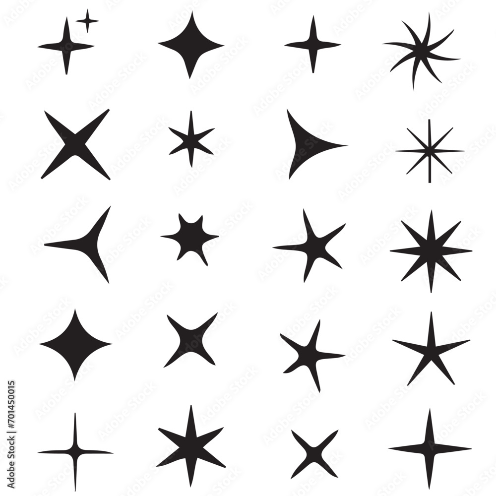 Star icons. Twinkling stars. Sparkles, Magic glint, shiny glitter ...