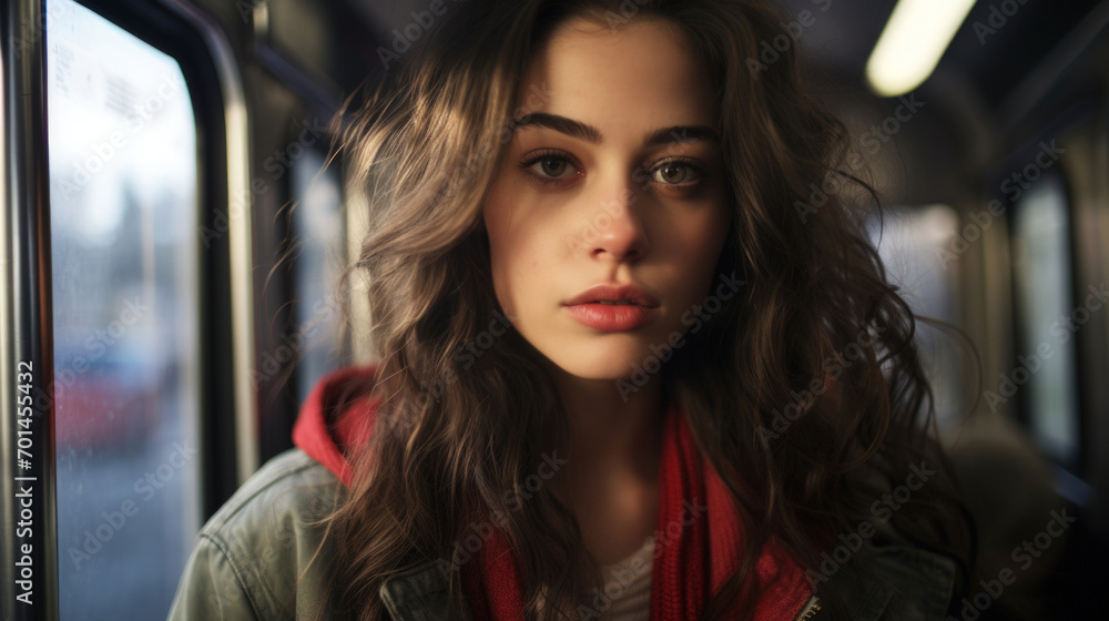 Authentic Portrait of a Young Canadian Woman on the Toronto Streetcar ...