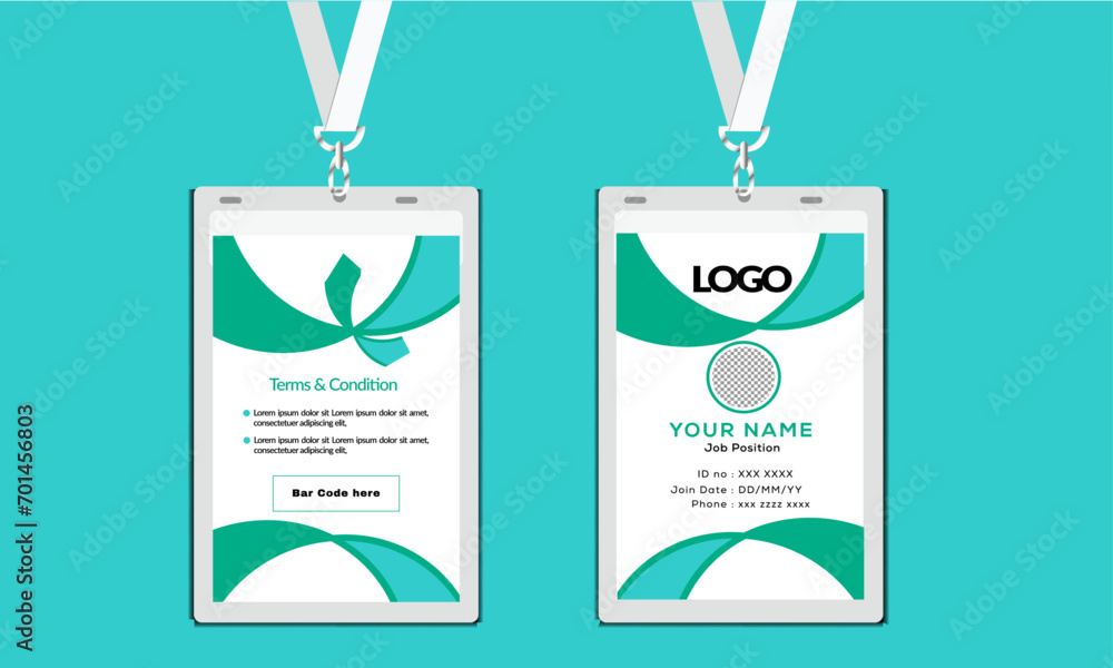 Professional elegant sample id card design with white and blue template ...