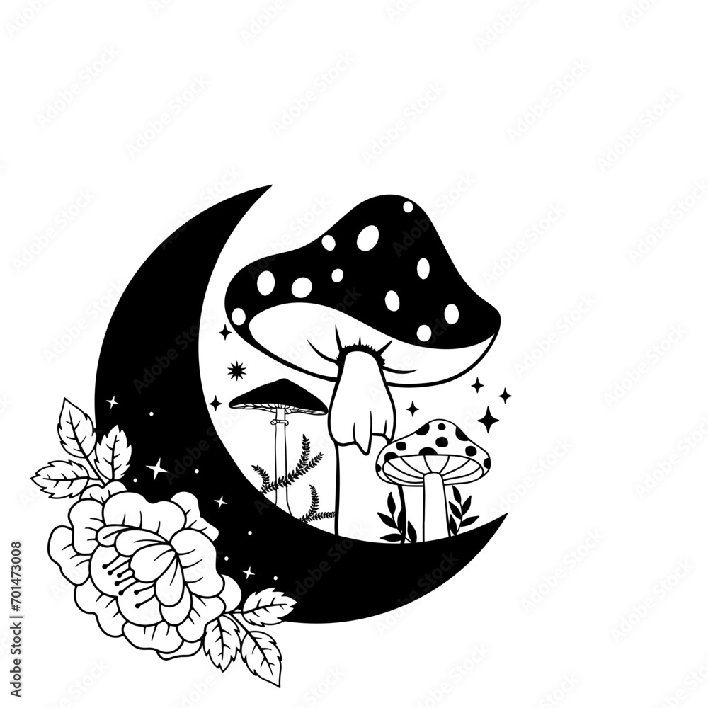 Magic MUSHROOM Svg Vector, Magical Mushroom Svg , Moon Mushroom svg ...