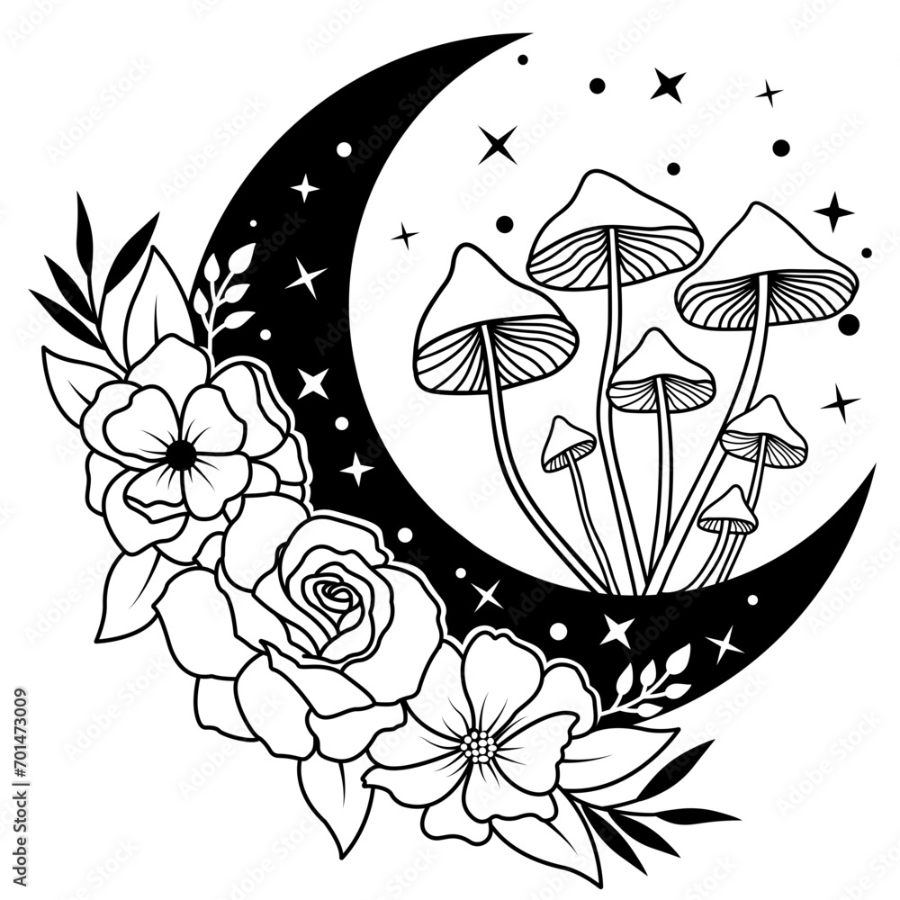 Magic MUSHROOM Svg Vector, Magical Mushroom Svg , Moon Mushroom svg ...