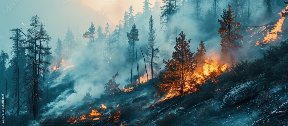 wildfire rural fire burning conflagration burning ash setting charred ...