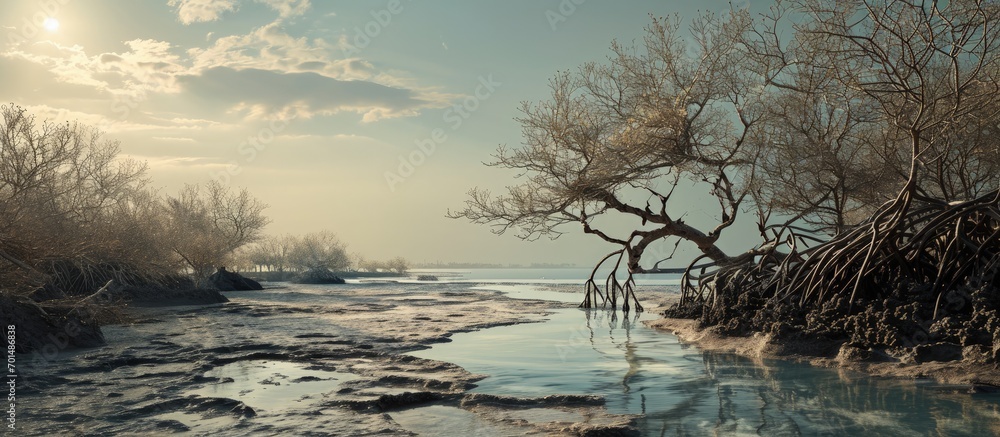 Mangroves in Persian Gulf United Arab Emirates Winter algae flowering ...
