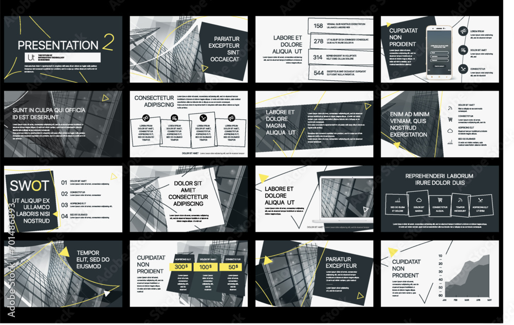 Geometric Presentation Templates. Vector infographic elements. For use ...