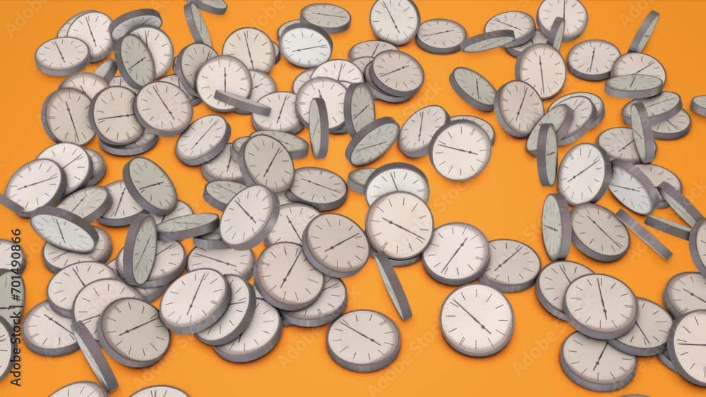 3d Simple Clock Falling On Soft Orange Background, Time Travel Concept ...