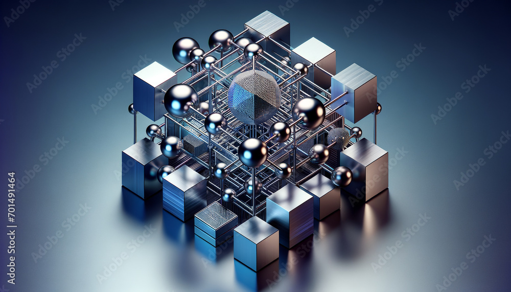 Abstract quantum computing structure with geometric shapes and cool ...