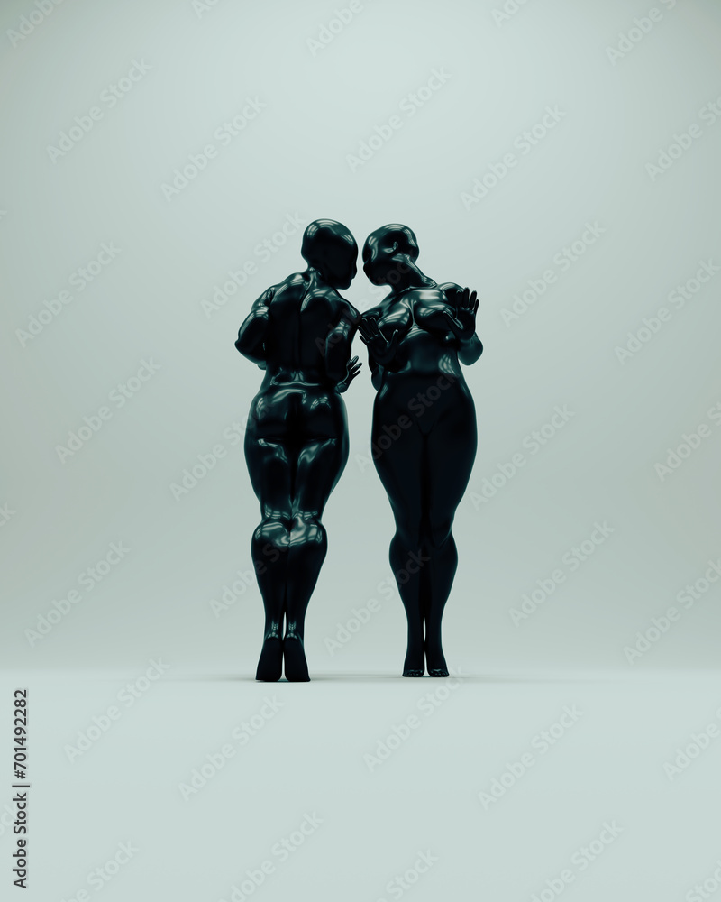 Black female abstract leaning couple sculpture mysterious paranormal ...