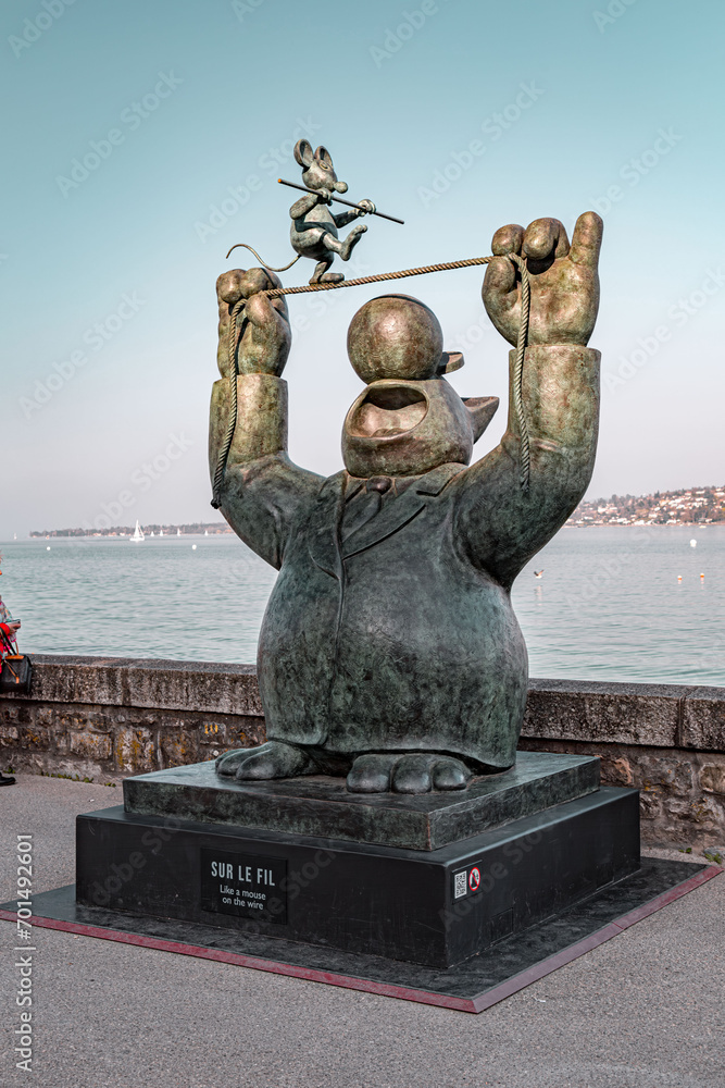 Exhibition of sculptures Le Chat, created by the Belgian cartoon artist ...