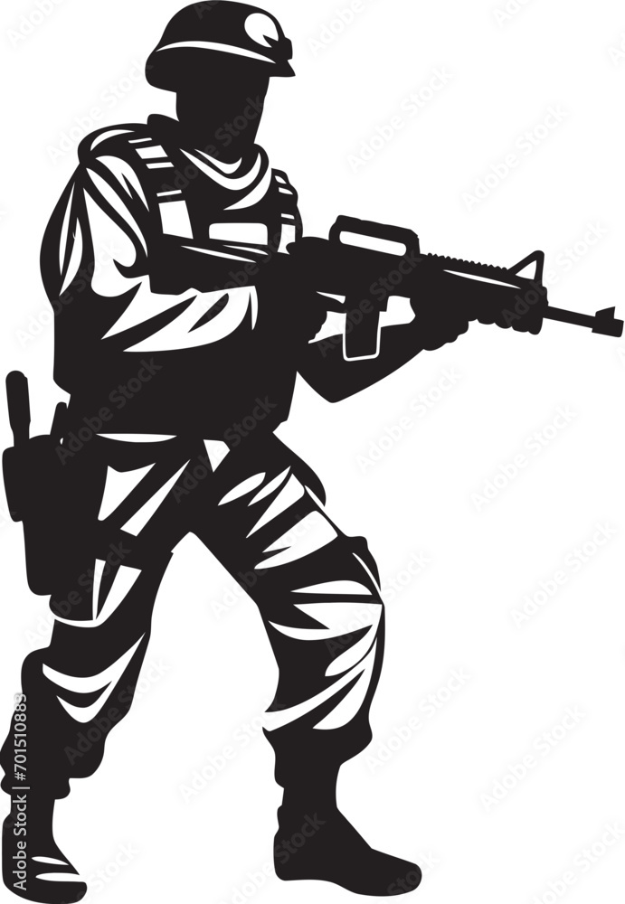 Warrior Carry Gun Vector Logo Icon Troop Firearm Icon Black Iconic ...