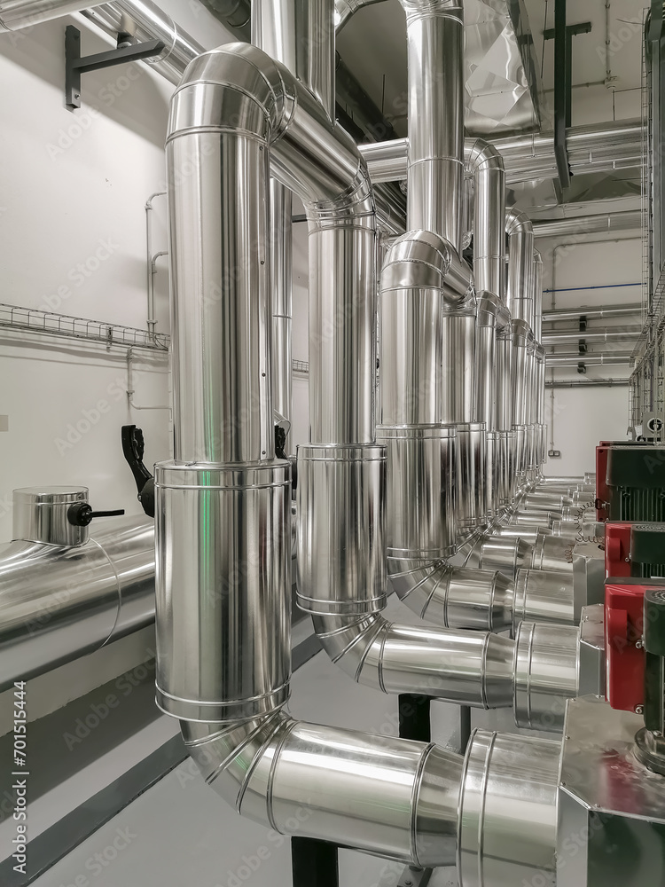 Industrial system with stainless steel ducts, forced ventilation of ...