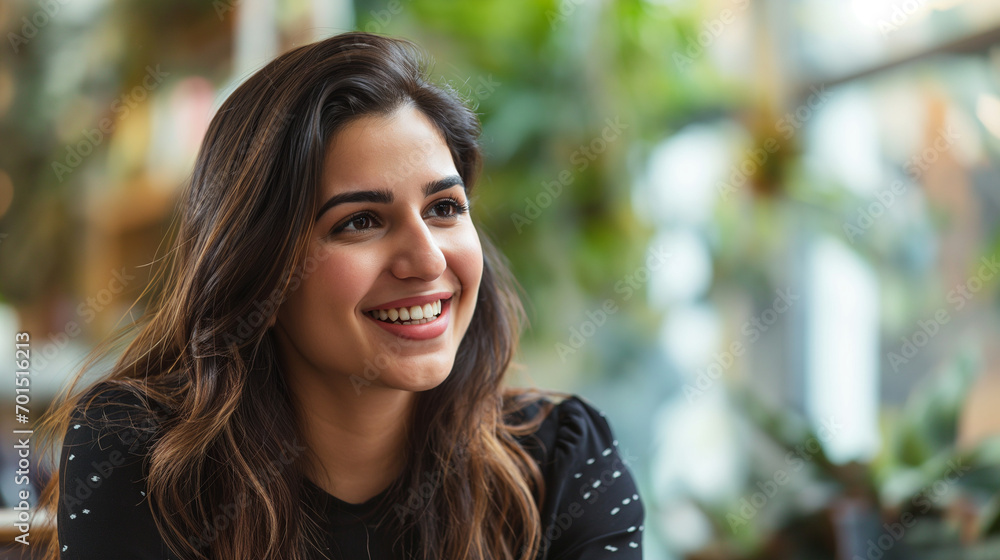 Middle Eastern Business Woman Smiling Candidly at Interviewer During ...