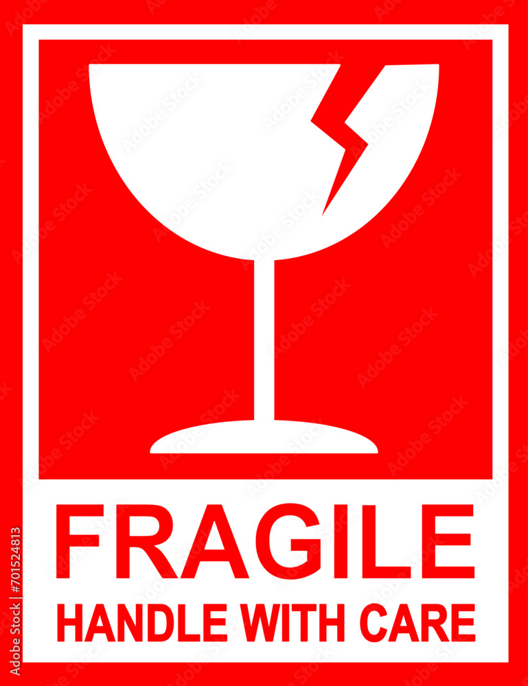 Sticker Fragile Handle With Care Red Fragile Warning Label Fragile