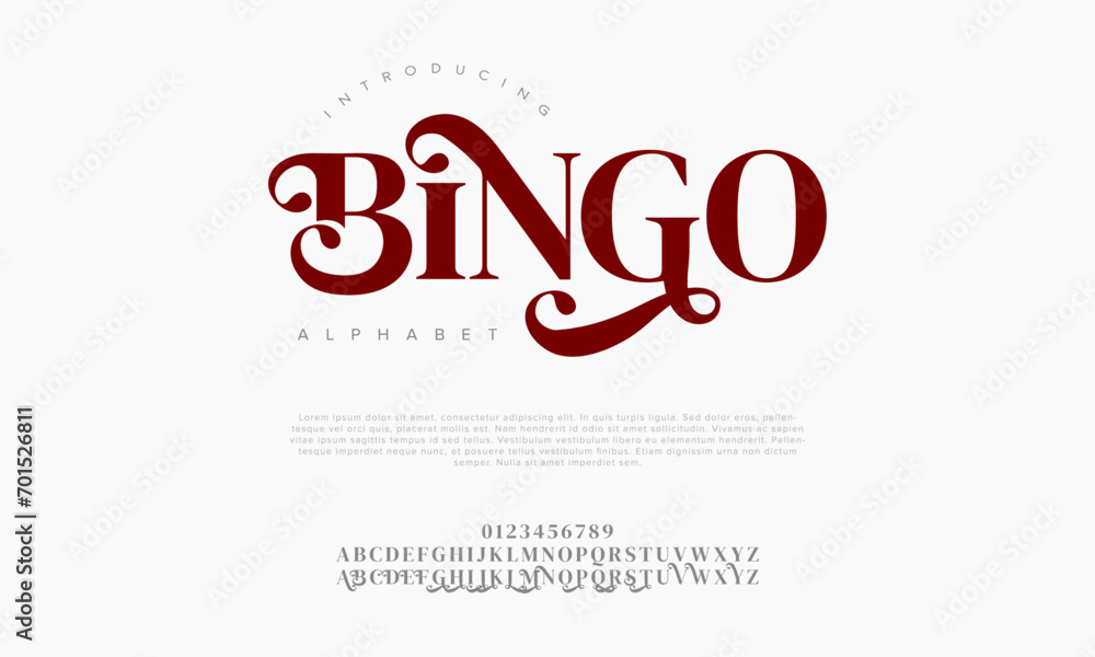 Vecteur Stock Bingo premium luxury elegant alphabet letters and numbers ...