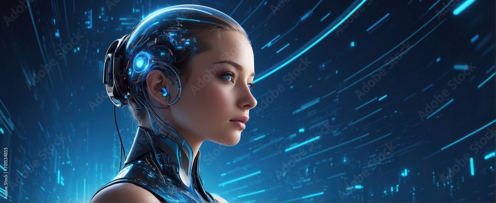 image of the fusion between a human and a machine, where technology is ...