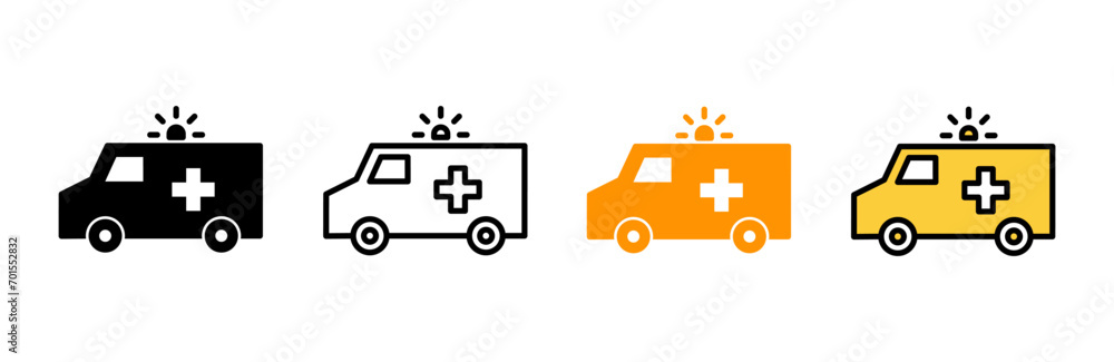 Ambulance icon set vector. ambulance truck sign and symbol. ambulance ...