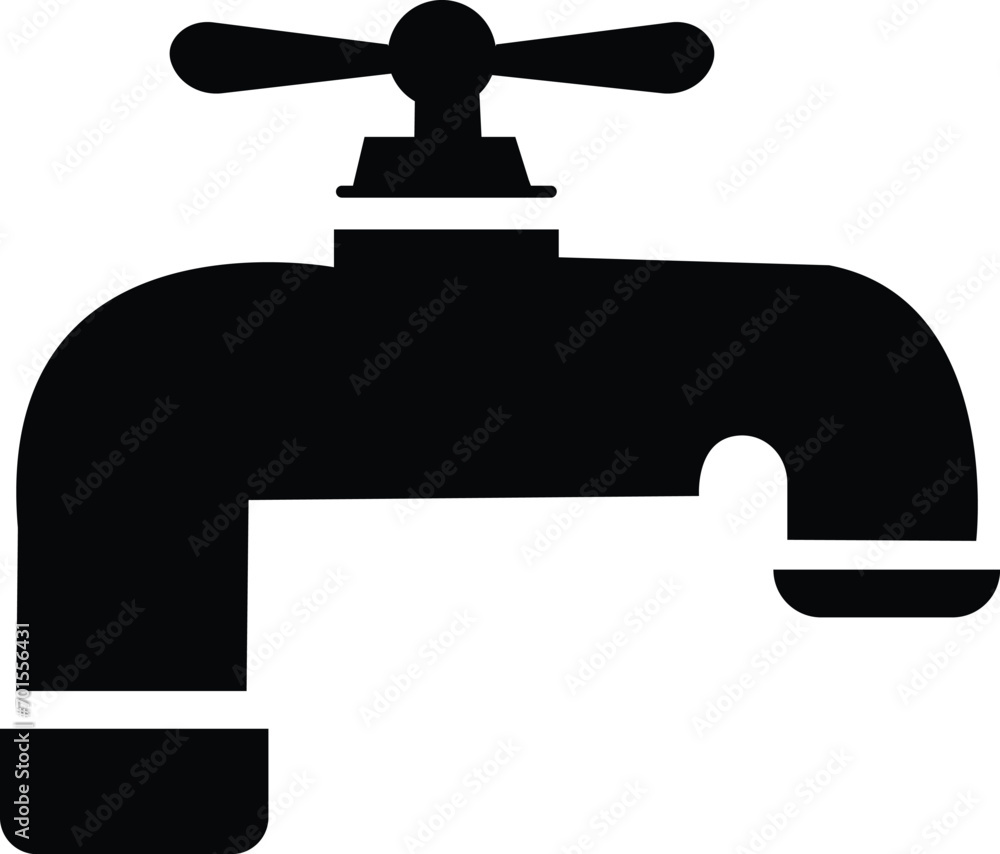 Water Faucet Icon vector, Tap sign. Bathroom symbol. Water flows from ...