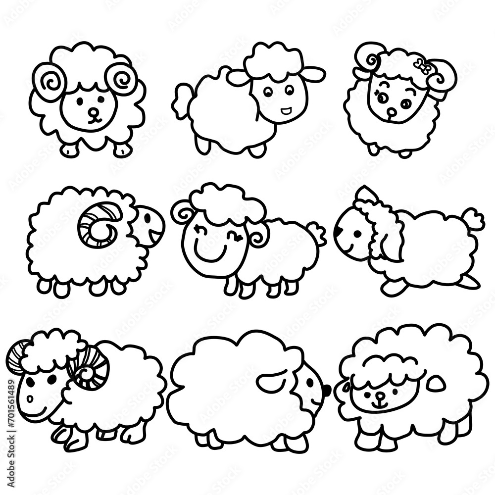 There are many different miniature sheep cartoons and black and white ...