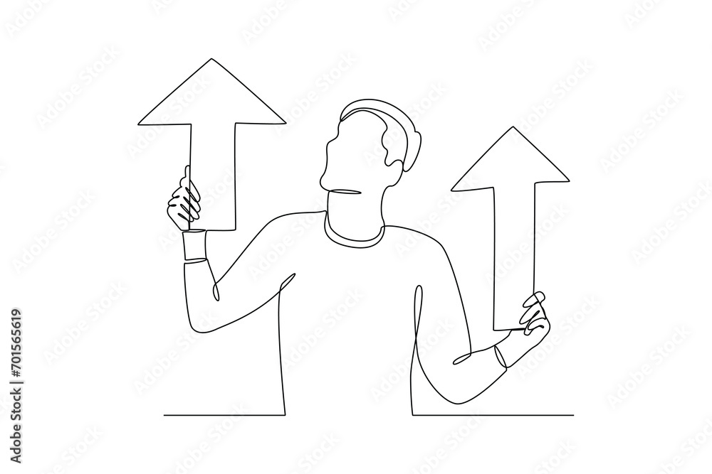One continuous line drawing of Business performance analysis, benchmark ...