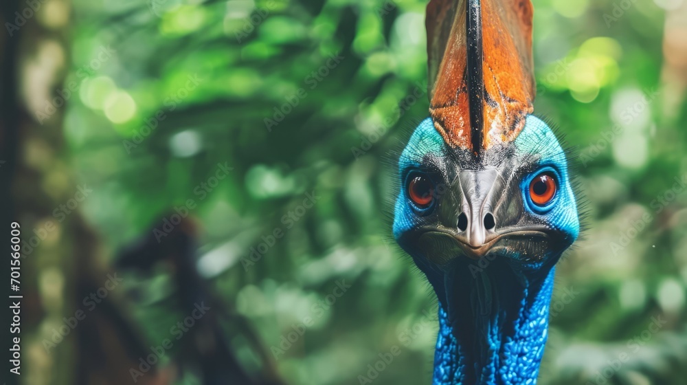 A rare bird with a long beak and humanoid feathered head is captured in ...