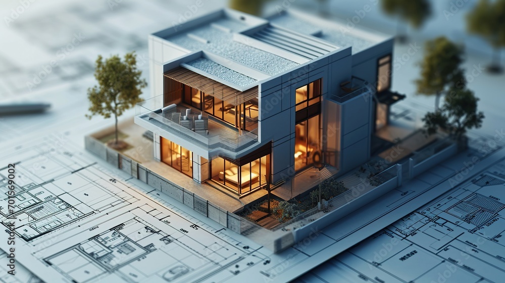 Blueprints, architecture and design of building model with plans for ...