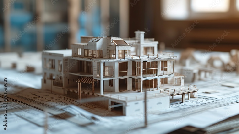 Blueprints, architecture and design of building model with plans for ...