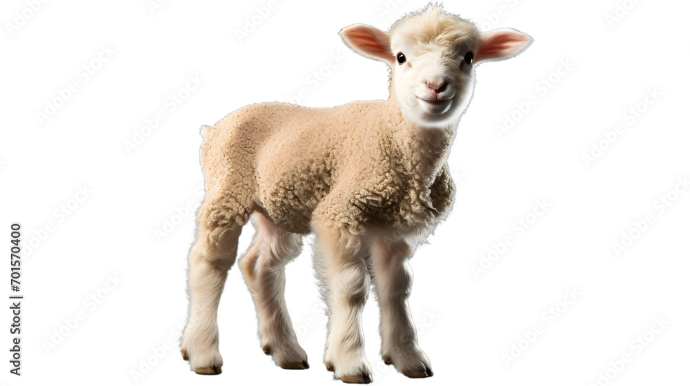 Captivating and endearing, a lone lamb stands among its herd of woolly ...