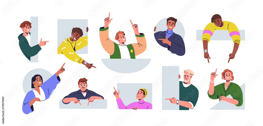 Curious character peeking, looking from behind wall, peeping outside ...