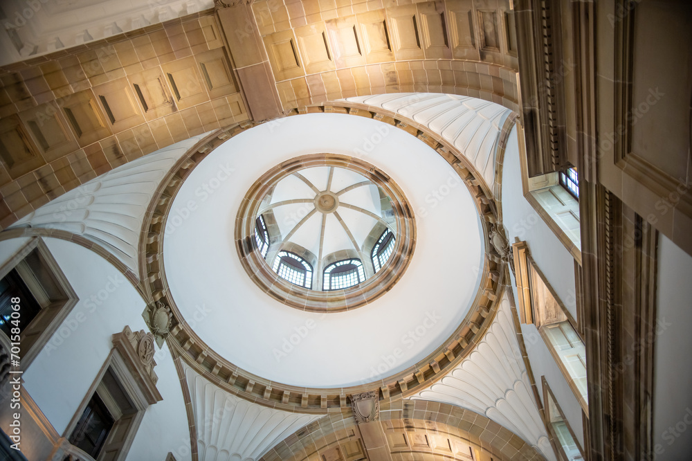 Inside of the dome of Victoria memorial, Calcutta. It was built between ...