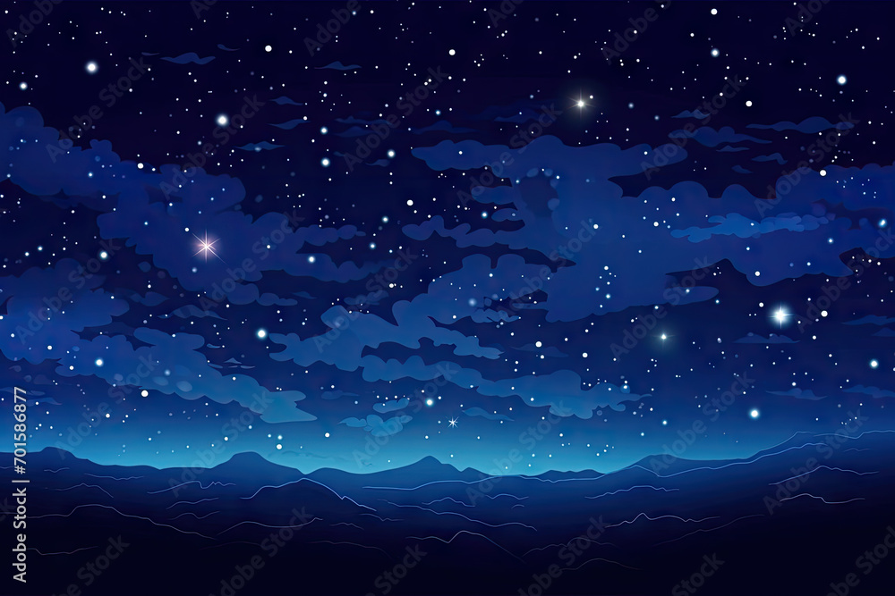 Cartoon space background with bright stars. Night starry sky ...
