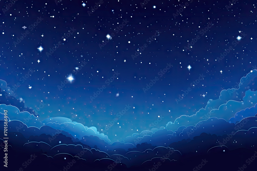 Cartoon space background with bright stars. Night starry sky ...