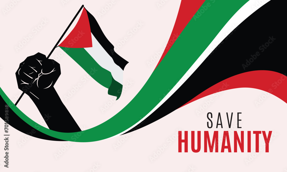 Vector illustartion banner design of save humanity in palestine ...