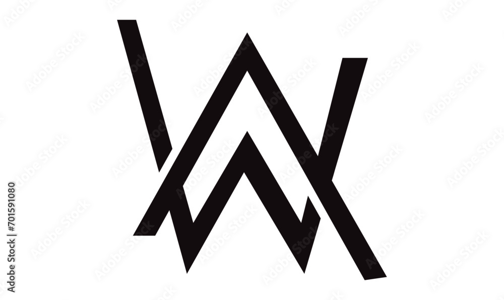 w logo, w line logo, a w line logo, vector logo, letter a logo, letter ...