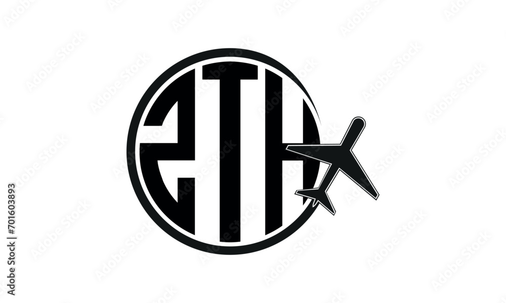 ZTH three initial letter circle tour & travel agency logo design vector ...