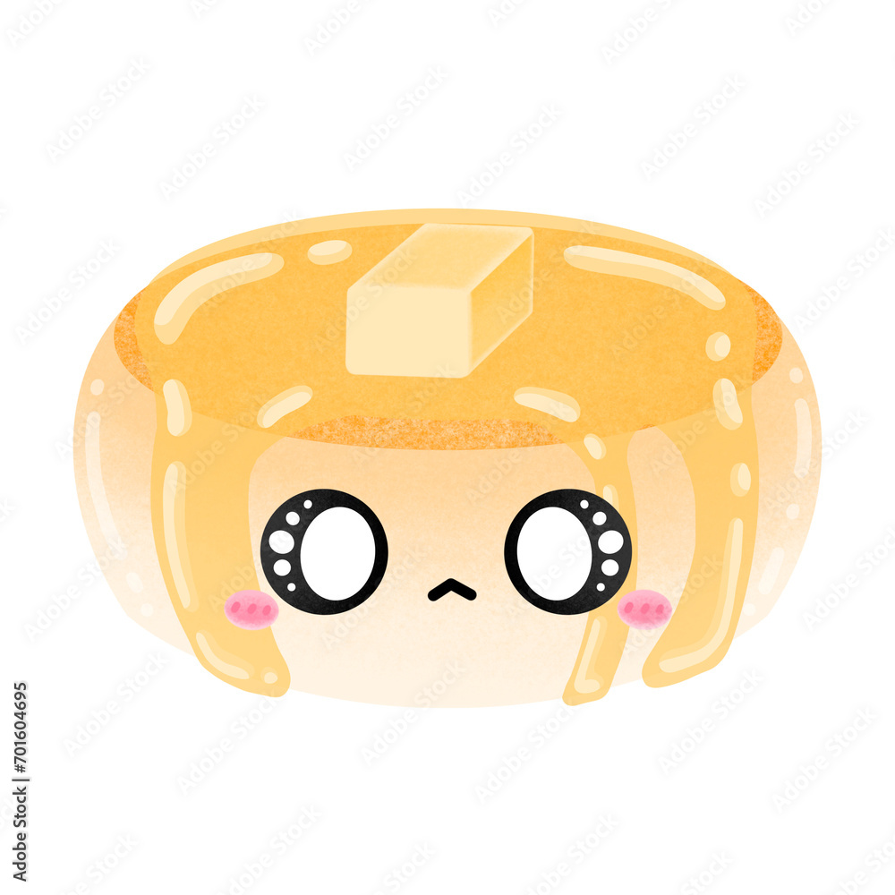 Cute Pancake Mascot Character Kawaii Cartoon Pancake With Topping Honey ...