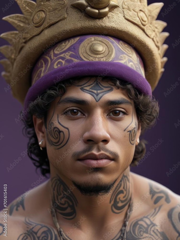 Ultra-realistic Filipino Man with Tribal Tattoos and Salakot Hat ...
