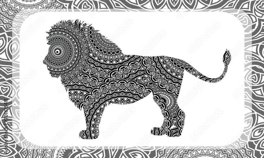 Animal. Coloring Page. Coloring Book. Colouring picture with lion drawn ...