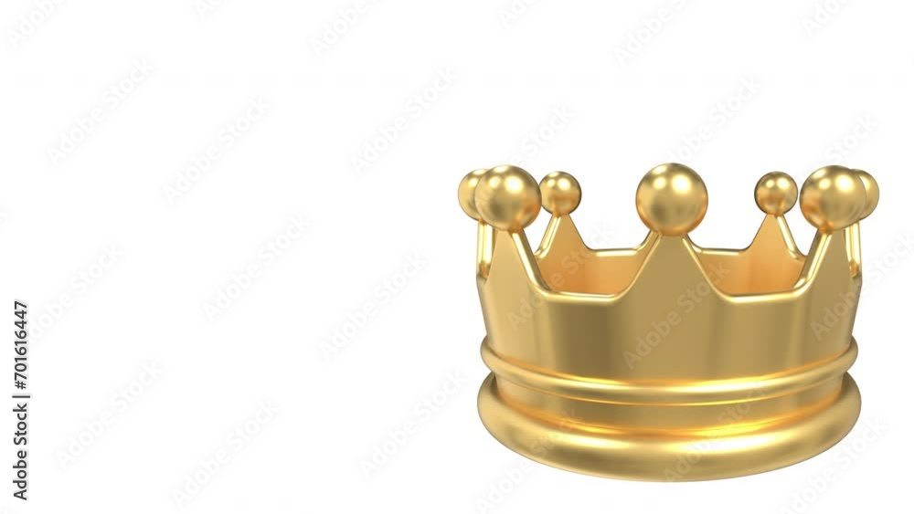 Gold crown animation. Shiny gold crown. Royal majesty symbol. Seamless ...