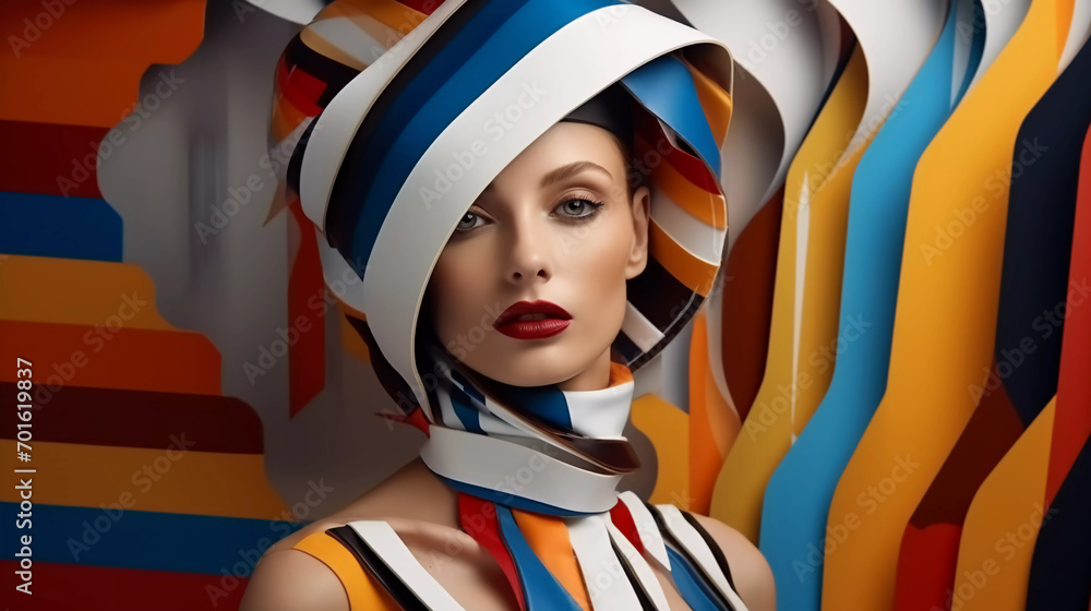 abstract high fashion model wearing avant-garde clothing and ...