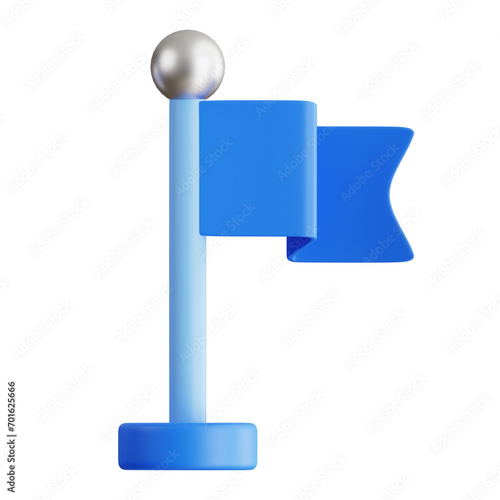 3D Blue Flag Design. 3D Render of Blue Flag Evolution. 3d illustration ...